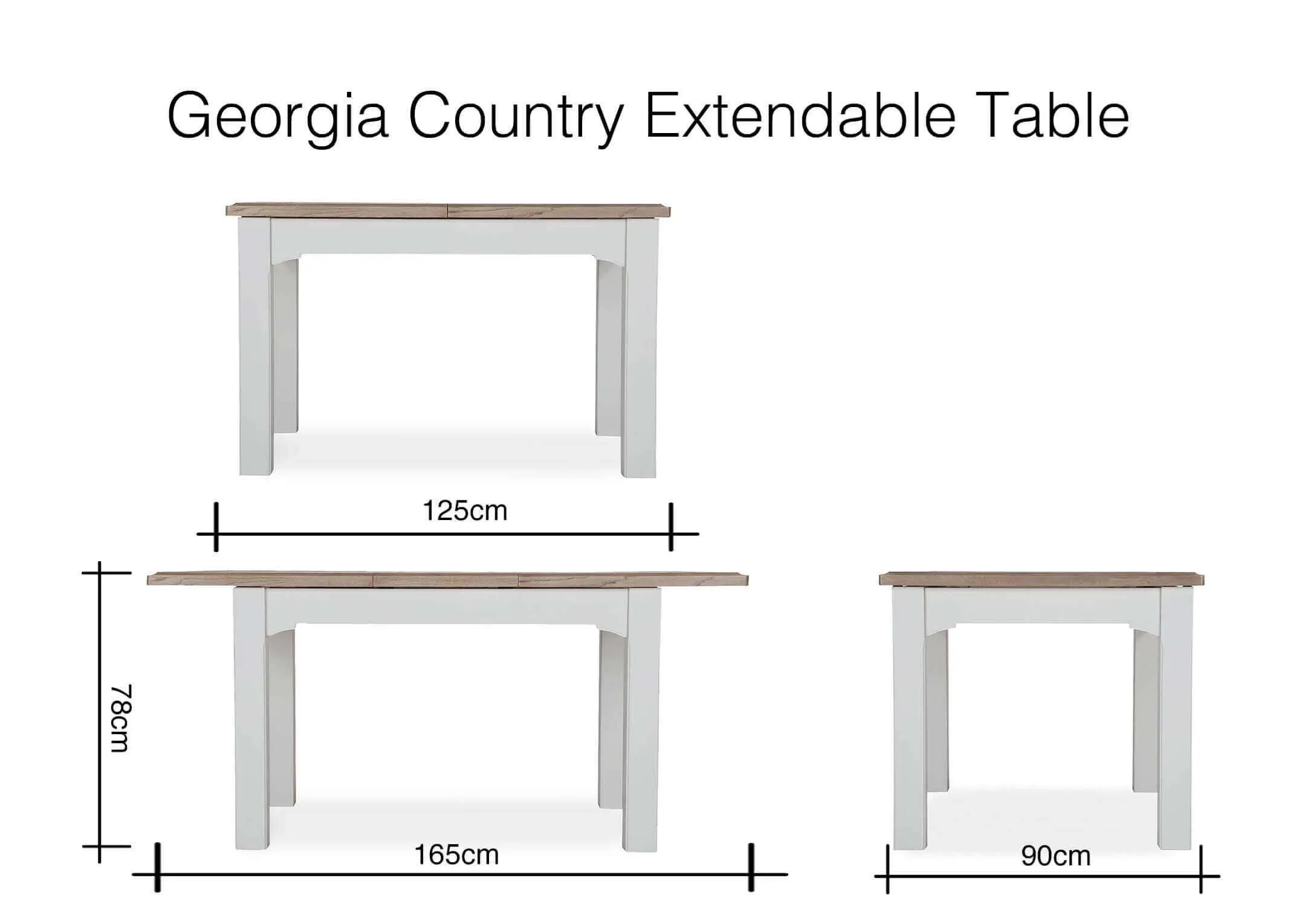 Country-style Extendable Solid Oak Dining Table - Georgia - EZ Living ...