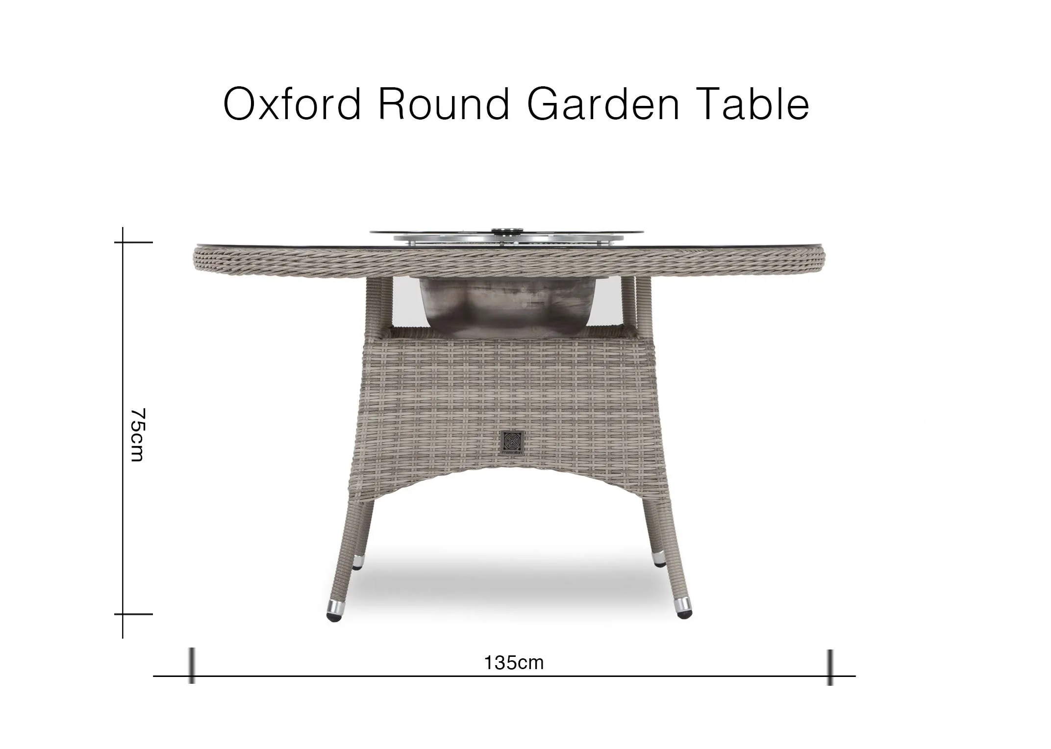 6 Seat Round Table Garden Dining Set With Ice Bucket & Lazy Susan ...