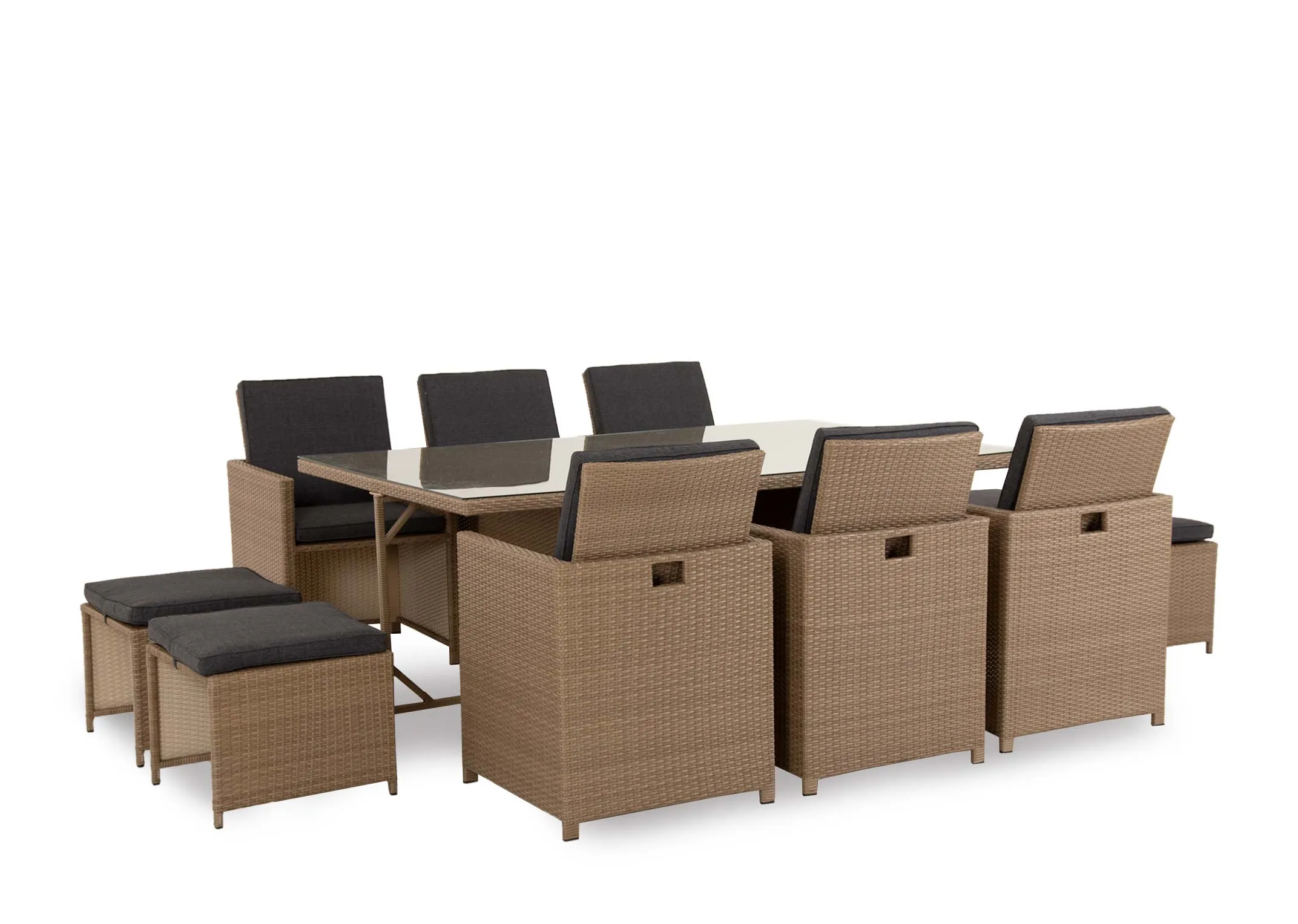 Cube Set of 6 Rattan Chairs & 4 Stools with Table - Milano - EZ Living ...