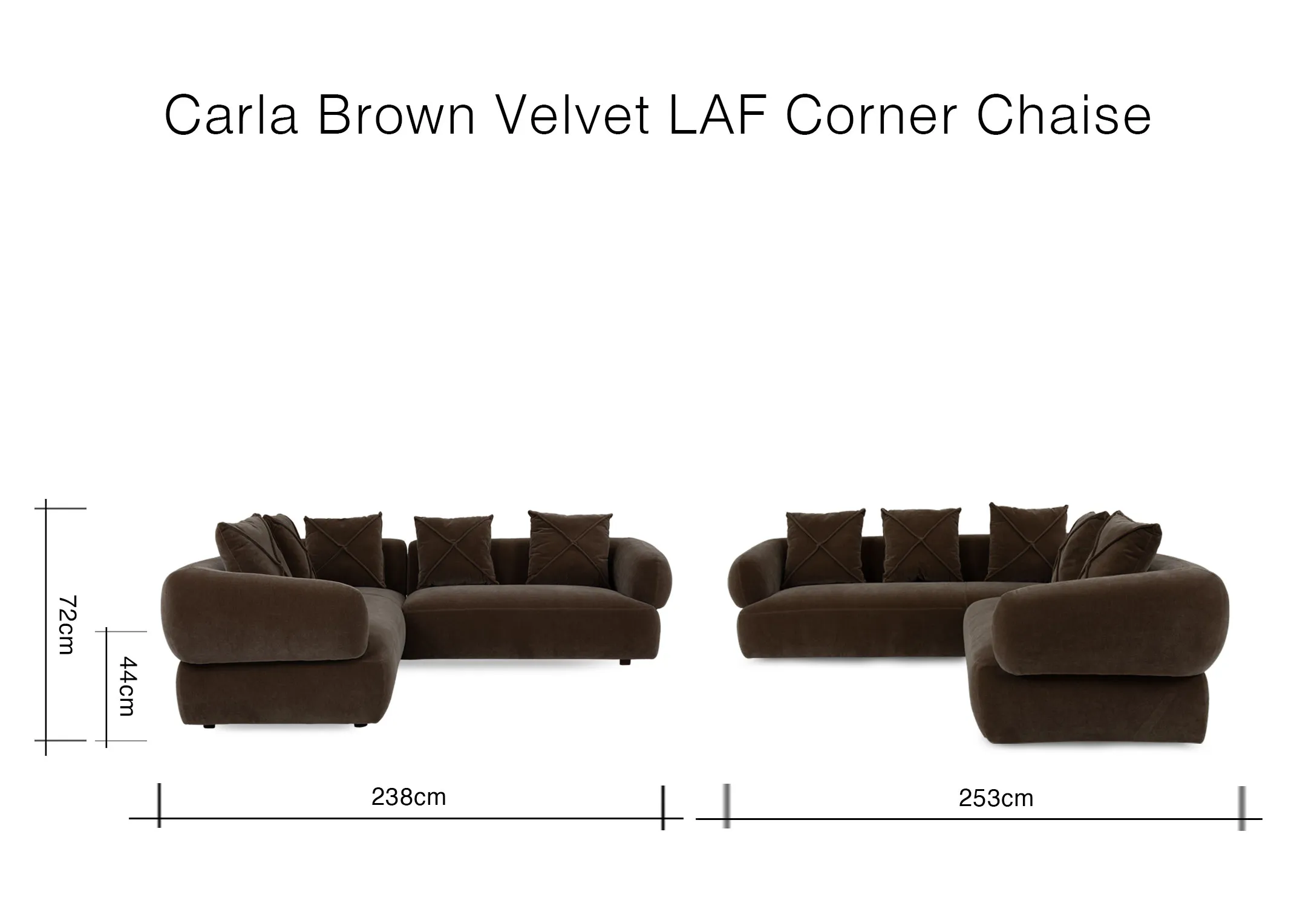 Brown Fabric LAF Corner Chaise - Carla - EZ Living Furniture