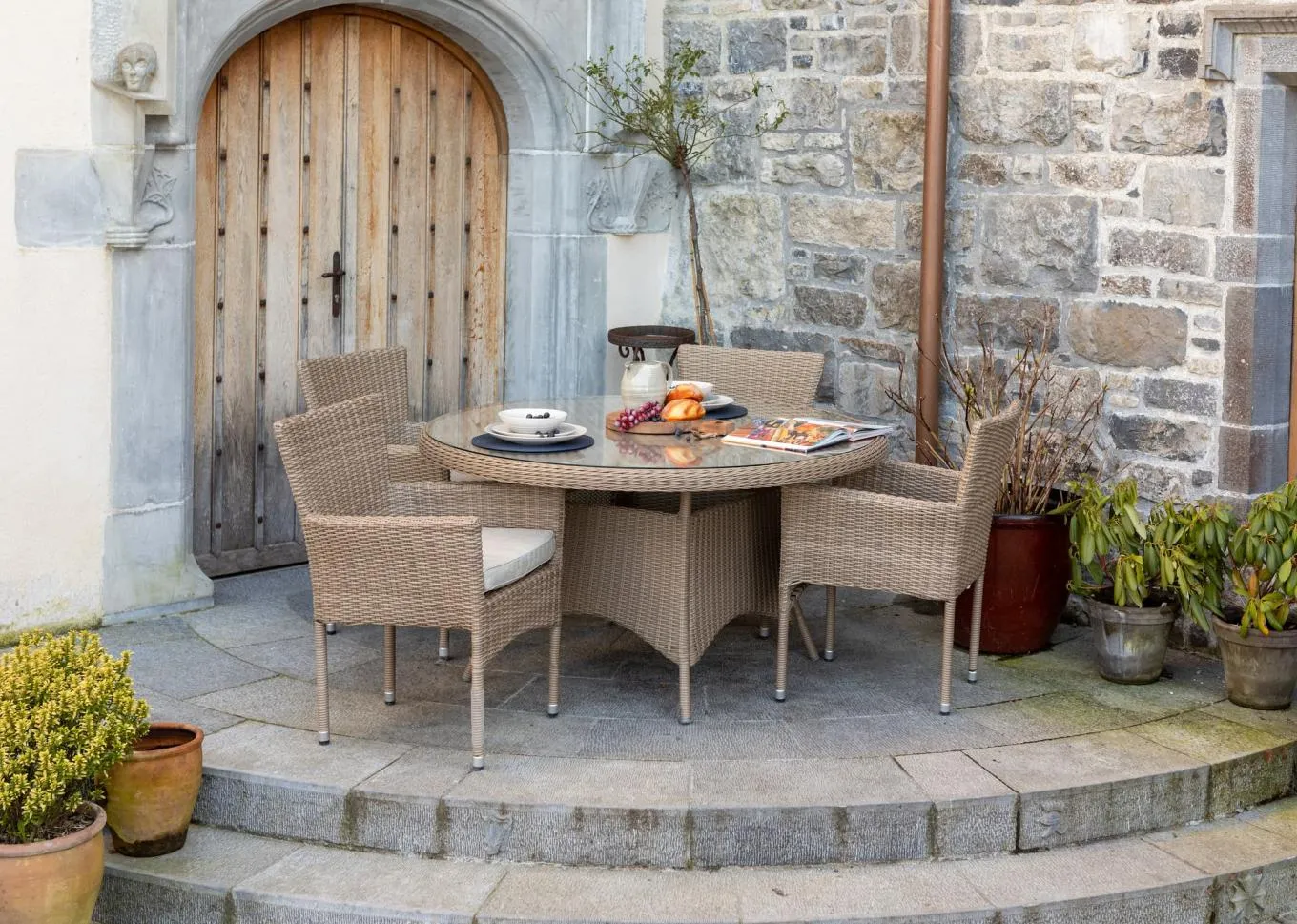 Round Rattan Garden Dining Table - Seville - EZ Living Furniture