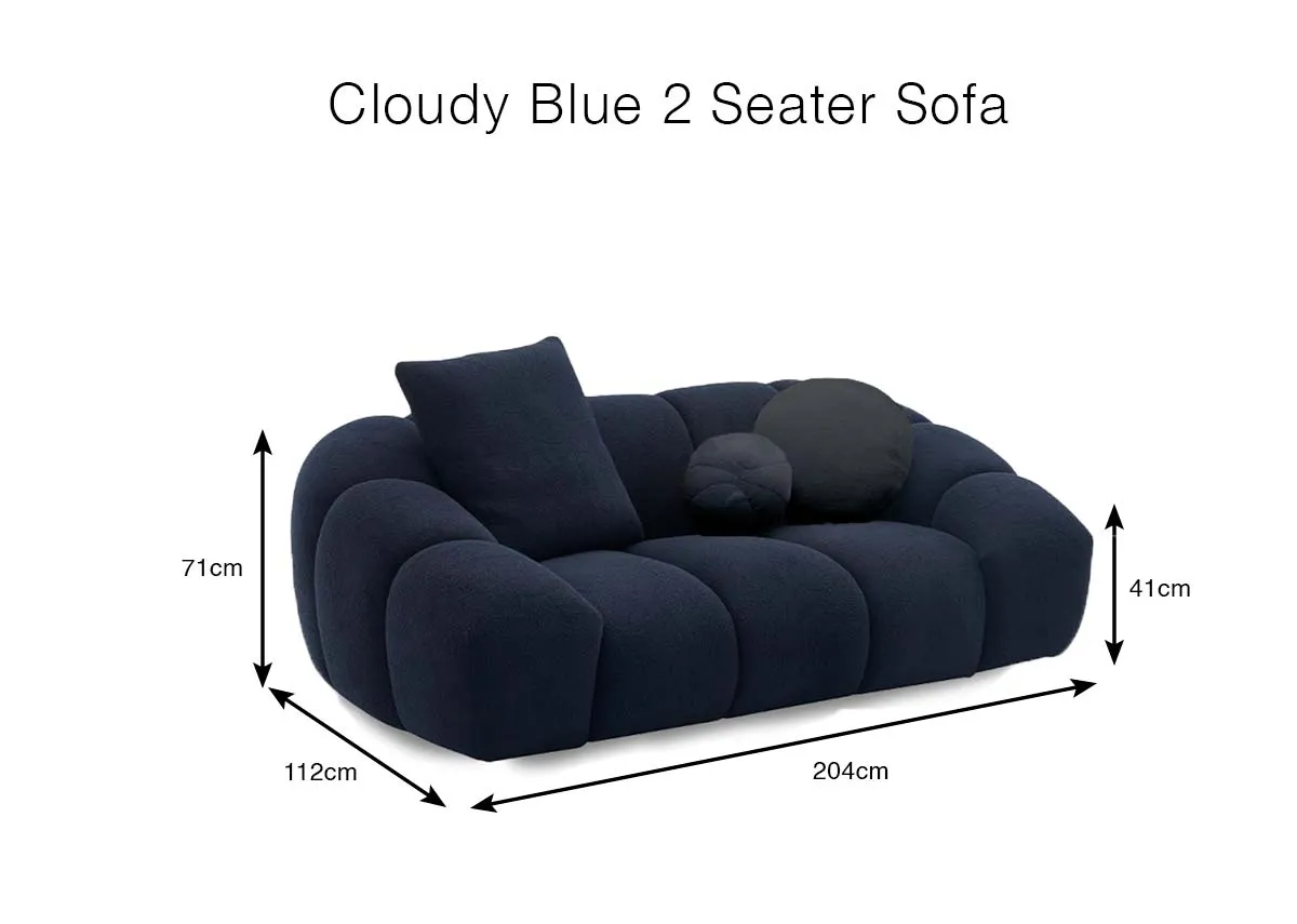 2 Seater Blue Fabric Sofa - Cloudy - EZ Living Furniture